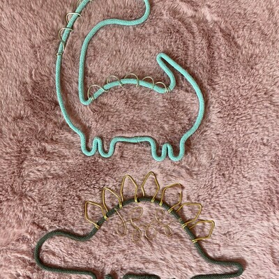 Set of Two Knitted Wire Dinosaurs Nursery Kids Bedroom Wall Decor - Etsy