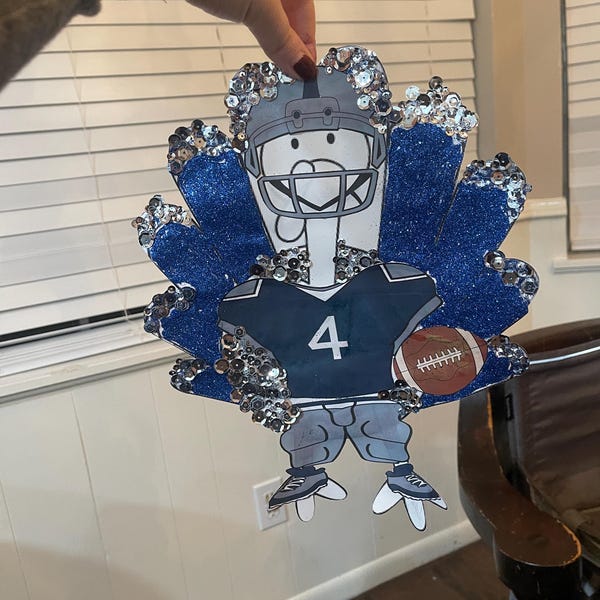 Disguise a Turkey-blue/silver Football Player Disguise - Etsy