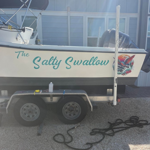Custom Boat Name Vinyl Decal, Single Color, Custom Cut, Marine, Sticker ...