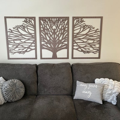 Tropical Leaves Wood Wall Art 3 Panel Set Monstera Wooden - Etsy