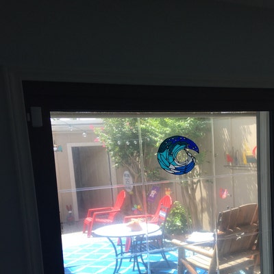 Ocean Wave Stained Glass Window Cling - Etsy