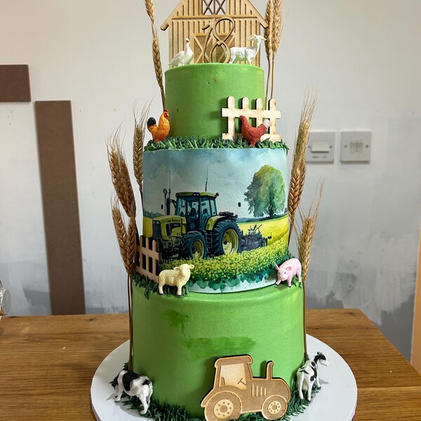 Farm Cake Topper Set Farm Yard Farm Party Birthday Wooden Cake Topper ...