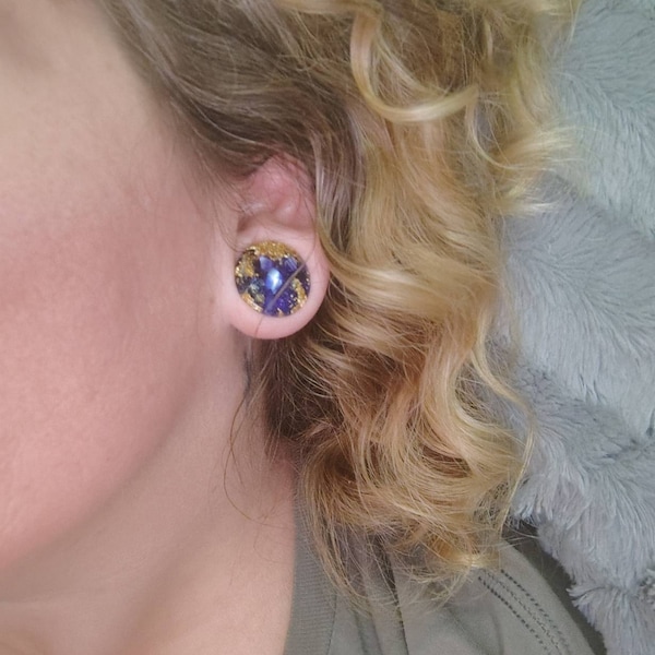 Dark Blue Plugs Gold Gauges Blue Wedding Plugs 0g 00g 1/2 Inch 30mm ...