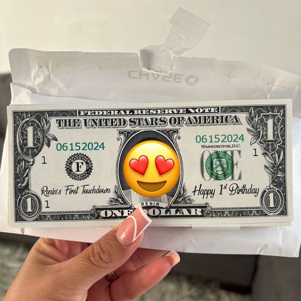 Personalized 1 Dollar Bill Prints, Perfect for Birthday Parties ...