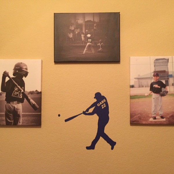 Personalized Baseball Player Wall Decal With Name and Number - Custom ...