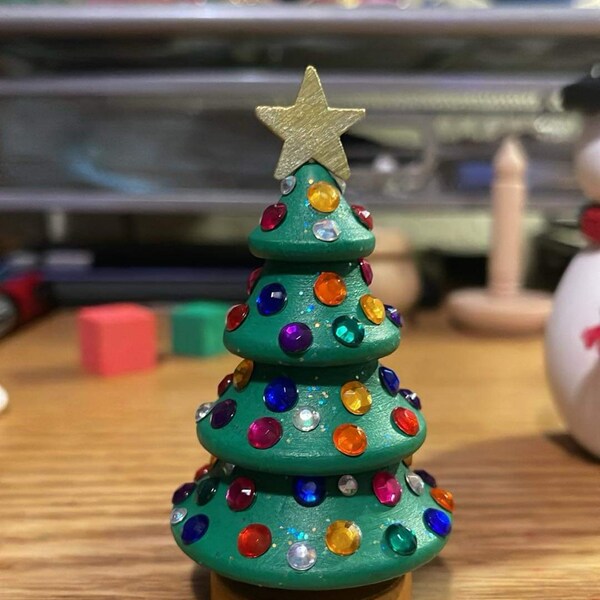 Turned Wooden Tree, Wooden 3 Dimensional Tree, 2 3/4" Tree, DIY Small ...