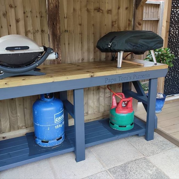 Indoor/outdoor Wooden Workbench. Garden Work Table. Bbq/pizza Oven ...