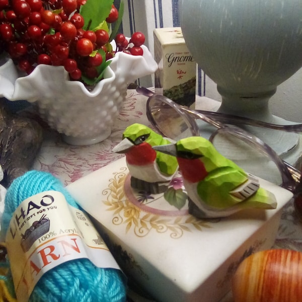 Hummingbird Wooden Figurine Ruby-throated Gift Decoration Handmade Bird ...