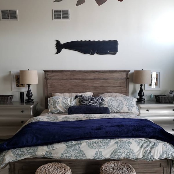 Wooden Whale Large - Wood Wall Art Hand Carved. Beach House Whale ...