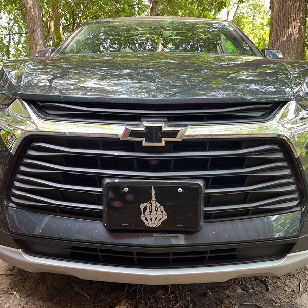 Skully Middle Finger Front License Plate | Vanity Plate | Front License ...
