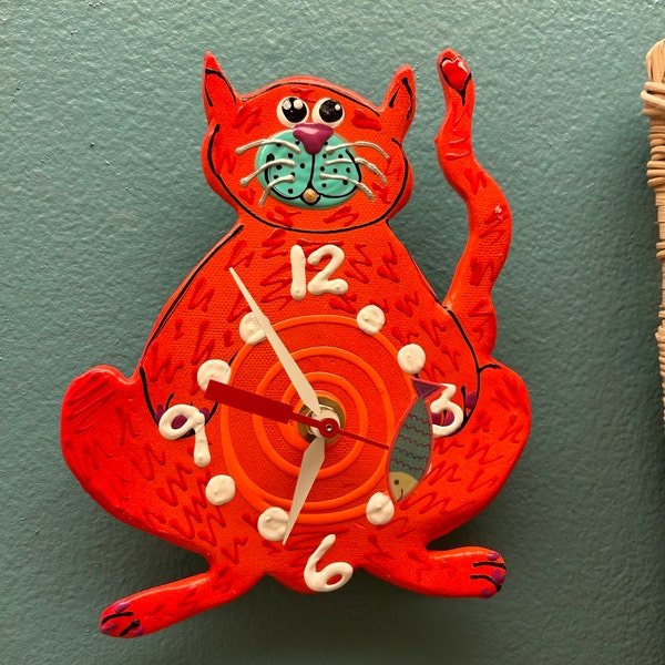 Kitty Clock,cat Lover Gift,cat Wall Clock,kids Clock,kit Cat Clock ...