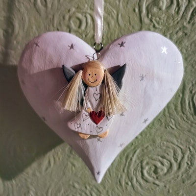 Handcarved Wooden Christmas Angel Gold and White Tree - Etsy UK