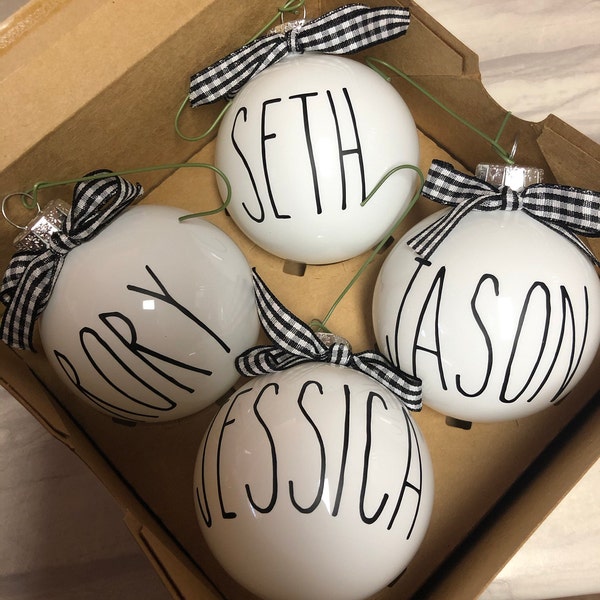 Rae Dunn Inspired Name Ornaments, Black White Checkered Ornaments ...