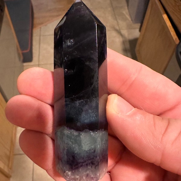 Rainbow Fluorite Crystal Tower Point - Raw Fluorite Gemstone Point ...