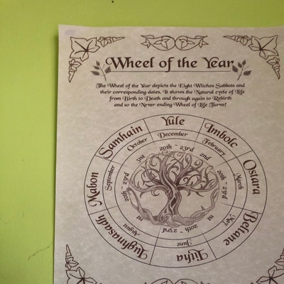 Wheel of the Year A4 Poster Parchment Paper Pagan Wiccan Witchcraft ...