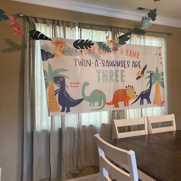 Dinosaur Birthday Banner, Dinosaur Birthday Party Decor, Dino Backdrop ...