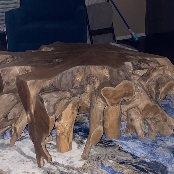 Unique Teak Root Rectangular Coffee Table - Rustic Natural Beauty - Etsy