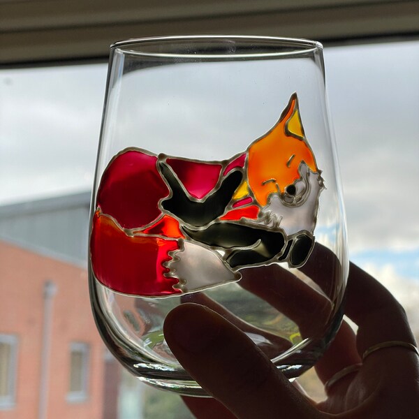 Cute Hand Painted Fox Wine or Beer Glass. Unusual & Different Christmas ...