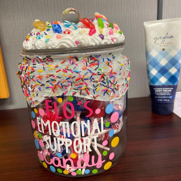 Personalized Funny Glass Candy Jar for Emotional Support, Custom Office ...