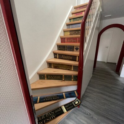 Fairy Tales Books Spine Stair Riser Decal, Book Spine Stair Riser ...