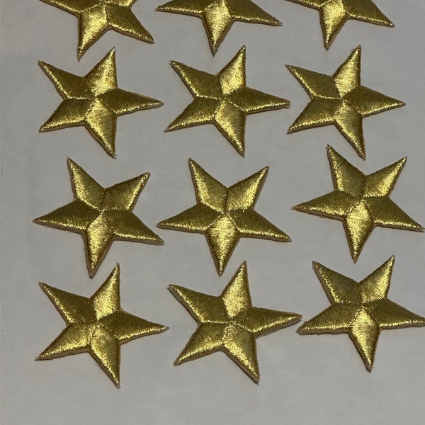 Set of 12 - Embroidered Gold Metallic Stars - Gold Star - School ...