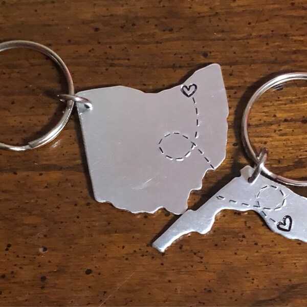 Choose Your State or Country Custom Long Distance Keychain Set - Etsy