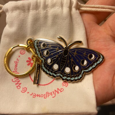 Night Butterfly Enamel Keychain Lunar Moth Luna Moon Phases, Stars ...