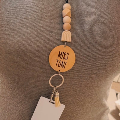 Boho Rainbow Daisy Beaded Teacher Lanyard, ID Badge Holder, Lanyard for ...