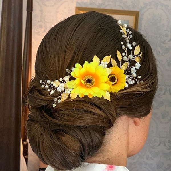 Sunflower Bridal Headpiece Sunflower Hair Comb Sunflower Headband ...