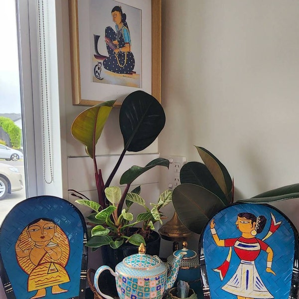 Hatpakha Hand Fan Art Kalighat Painting, Bengali Patua Painting ...