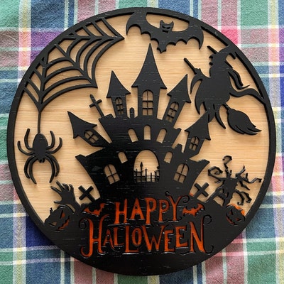 Happy Halloween Sign Svg for Laser Cutting Halloween Sign SVG Laser Cut ...