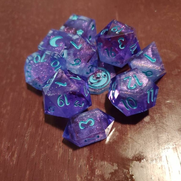 Purple and Teal, Advantage Dice Set With Matching Potion Bottle ...