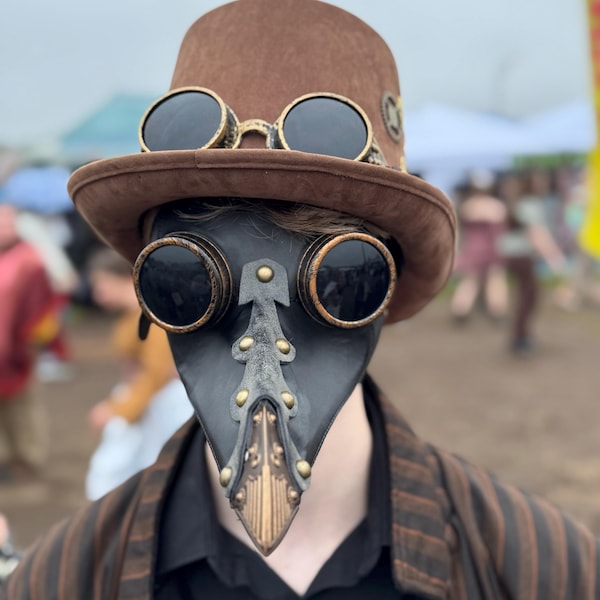 Steampunk Plague Doctor Mask | Black With Copper Accents | Medieval ...