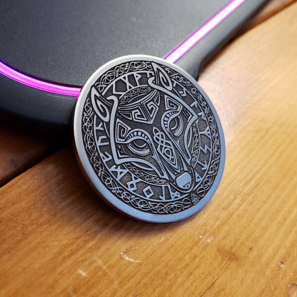 FENRIR Coin, FENRIR Pendant, FENRIR Keychain, Fenrir Pin Badge 33 Mm, 1 ...
