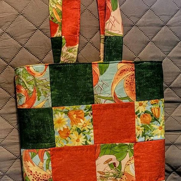 Digital Download: Quilted Patchwork Tote Bag Sewing Pattern and ...