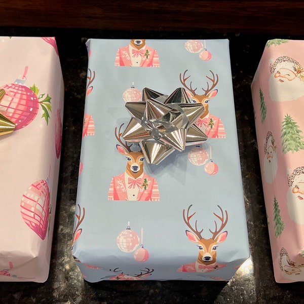 Green & Pink Checkered Wrapping Paper Roll, Boho Gift Wrapping, Pink ...