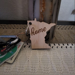 Minnesota Love Key Chain With Tassel Wooden MN Key Chain - Etsy