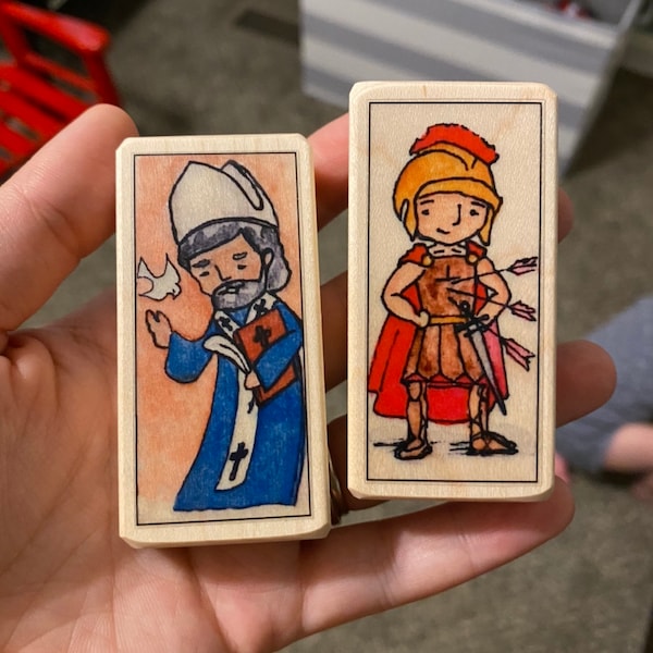 2 Patron Saint Blocks of Your Choice With Gift Bag // Catholic Gifts ...