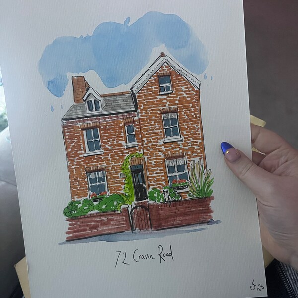 Custom House Portrait, Hand Painted House, Housewarming Gift, First ...