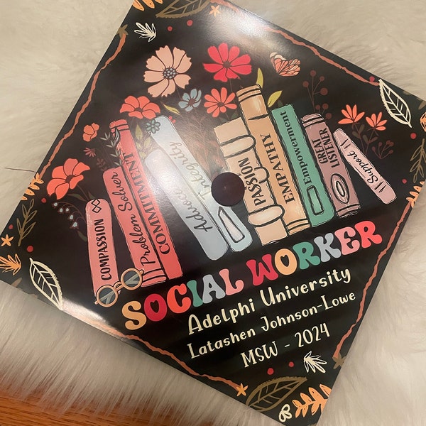 Custom Social Worker Graduation Cap Topper, Personalized Grad Cap ...