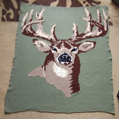 WHITETAIL DEER MINI C2C Graph Afghan Pattern With Written Instructions ...