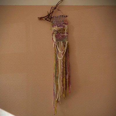 Chunky Woven Wall Hanging, Bohemian, Lilac Whimsical Colourful Weave ...