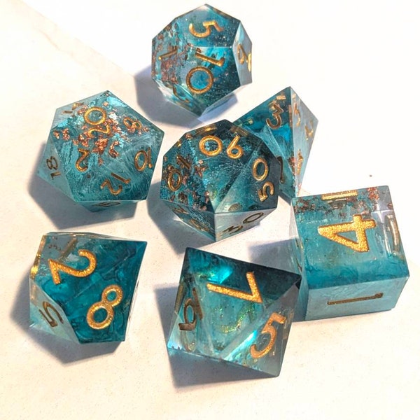 Handmade Ocean World Dice, Resin Polyhedral Dice Set for RPG Game ...