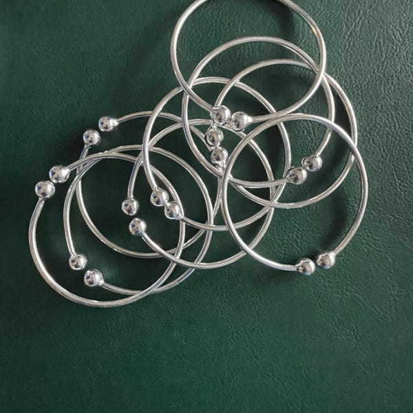 Thick West Indian Bangles, Set of 9 Bangles, 10mm Ball Silver Bangles ...