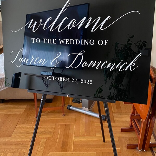 Acrylic Wedding Welcome Sign, Bride and Groom, Modern Decor, Clear ...