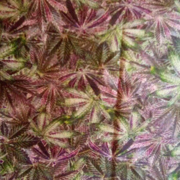 Marijuana Fabric - Purple Green Indica Leaf Shiny by Camomoto Weed Pot ...