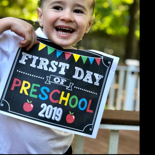 INSTANT DOWNLOAD First Day of Preschool Sign Print Yourself, First Day ...