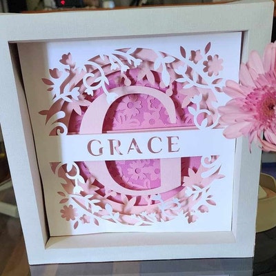 3D Flower Split Monogram A-Z Shadow Box, Alphabet Family Name SVG ...