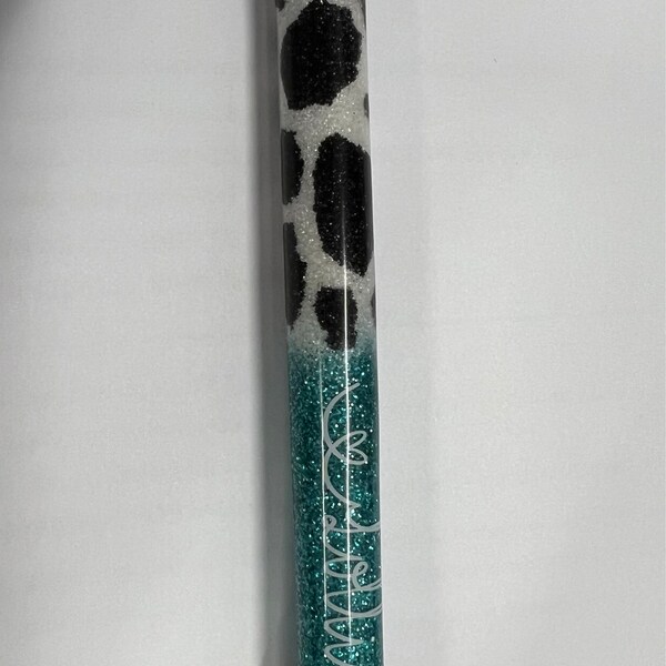 Cow Hideink Design Personalized Epoxy Glitter Black Ink Pen: Refillable ...