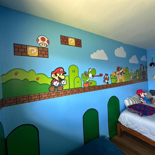 Super Mario Wall Decal Nintendo Wall Mural for Children Room Kids Room ...
